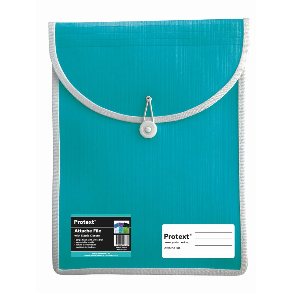 Files - Protext Attache File With Elastic Closure 340 x 225mm Aqua ...
