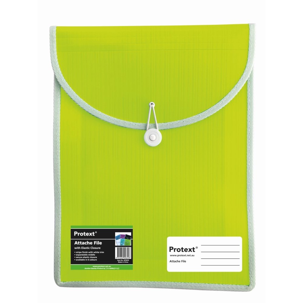 Files - Protext Attache File With Elastic Closure 340 x 225mm Lime ...