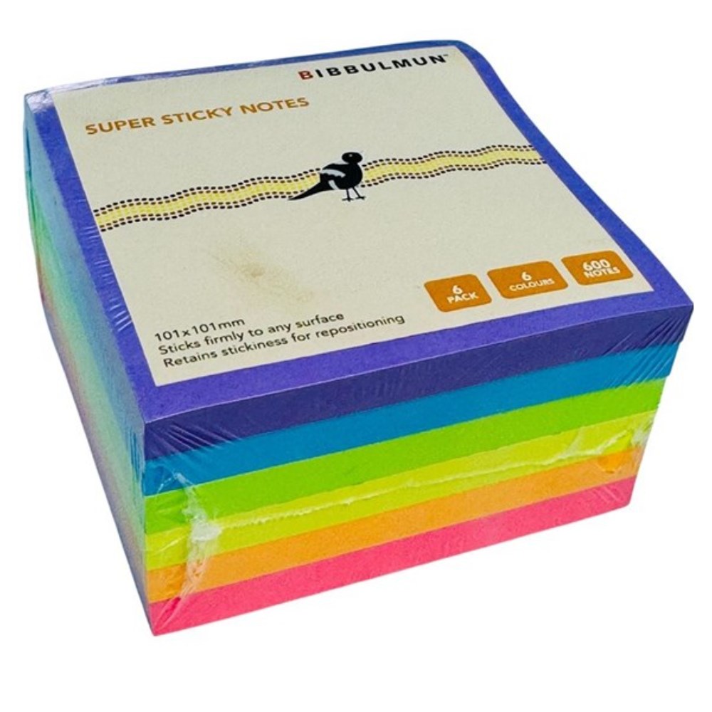 Notes & Flags - Bibbulmun Super Sticky Notes 101 x 101mm Neon Assorted ...