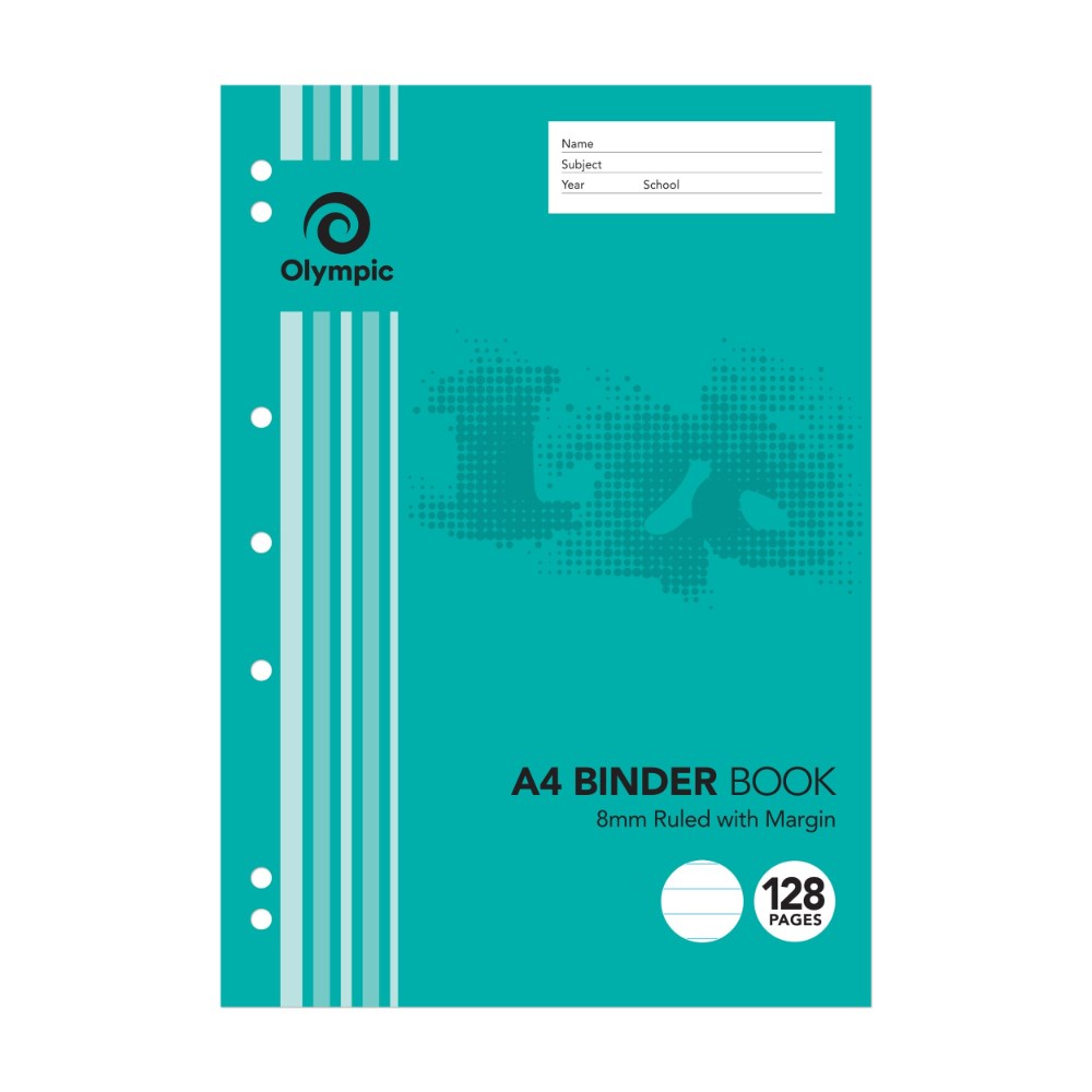 Books - Olympic B812 Binder Book A4 7 Hole Punched 8mm Ruled With ...